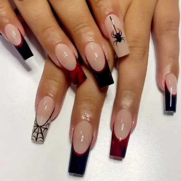 goth DIY | Makeup | New Boho Black Spider Web Vampire Retro Press On ...